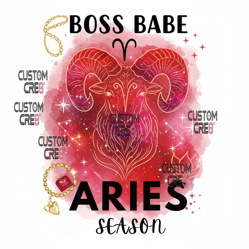 Aries Queen Digital Art: Fiery Zodiac Design (PNG, JPG) - Etsy