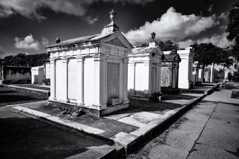 New Orleans Cemetery, NOLA, Tomb, Gothic, Street Black and White ...