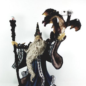 Wizard Magician Collectible Fantasy Figurine Statue With Dragon - Etsy