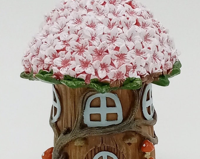Pink Flower Mini Fairy Garden Treehouse / Height 4.75 Inches - Etsy