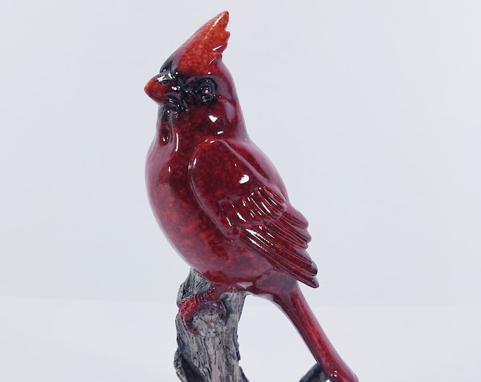 Red Cardinal Resting on a Branch Figurine Statue - Etsy