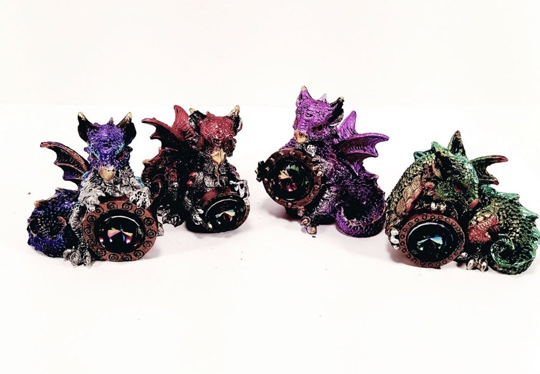 Medieval Multi Color Mini Dragon Figurine Set of 4, Sparkling Gem ...