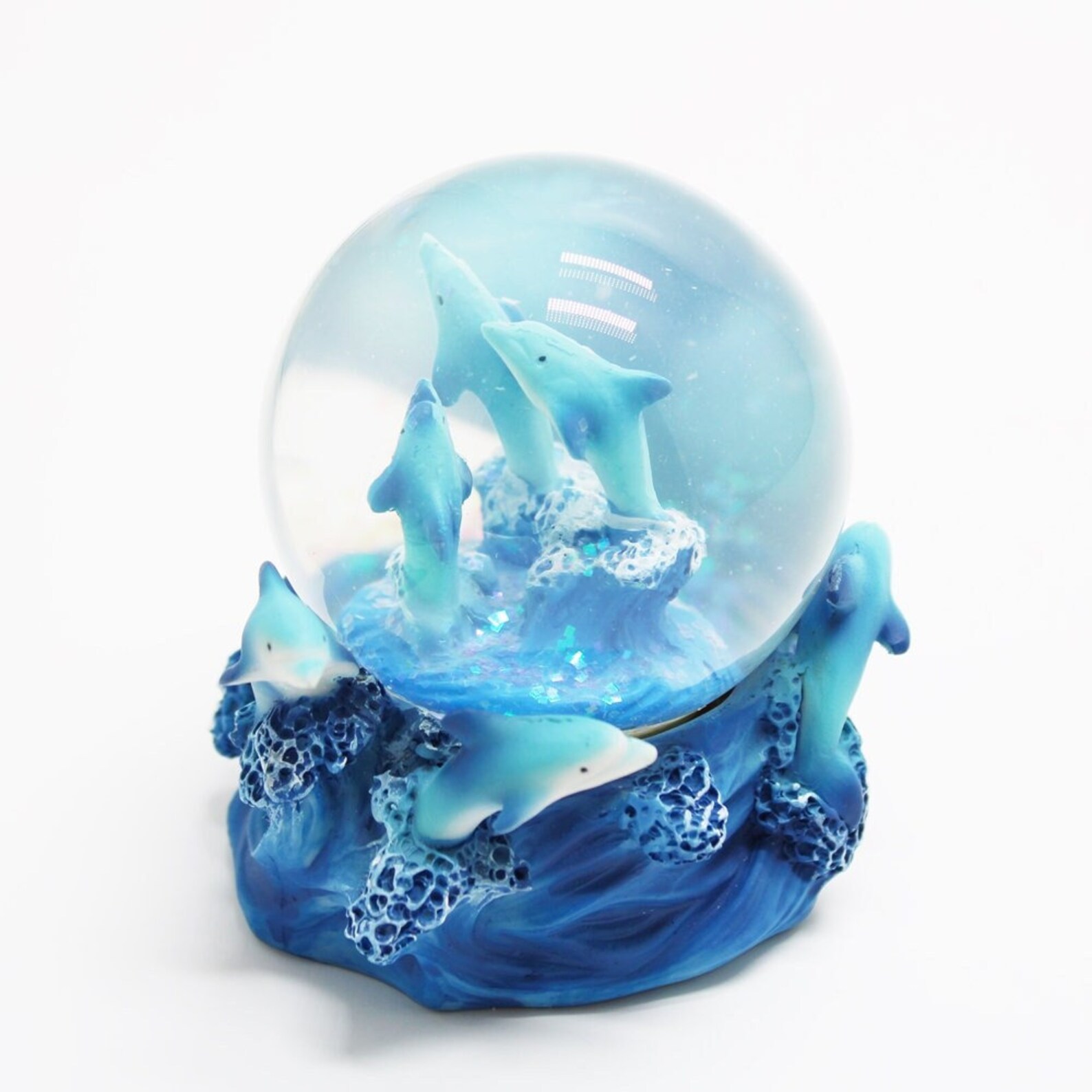 Mini Dolphin Figurine Snow Globe - Marine Life Decoration (H = 3.5 Inch ...