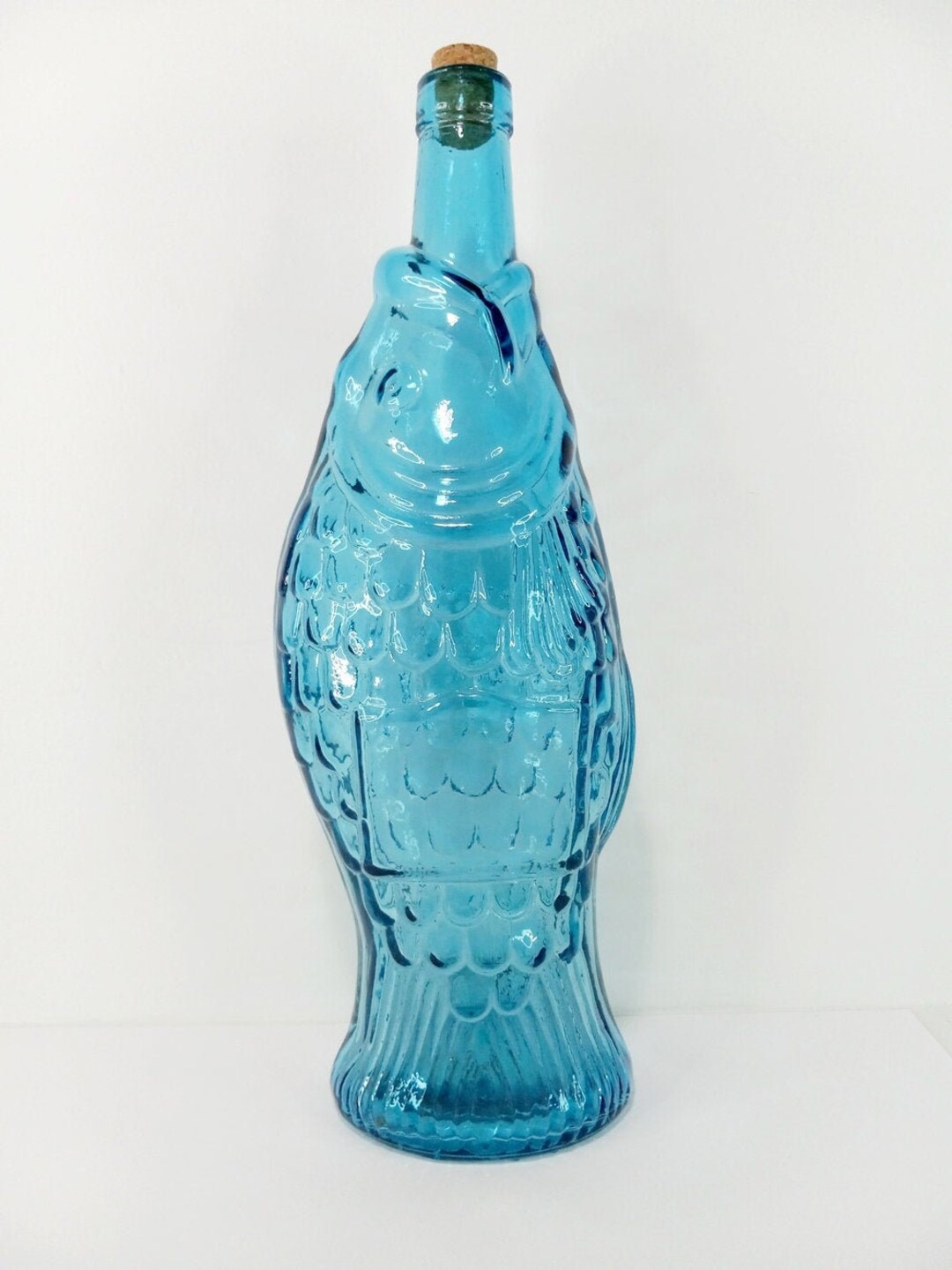 Aqua Blue Glass Fish Bottle Grande / Altura 13 pulgadas / - Etsy España