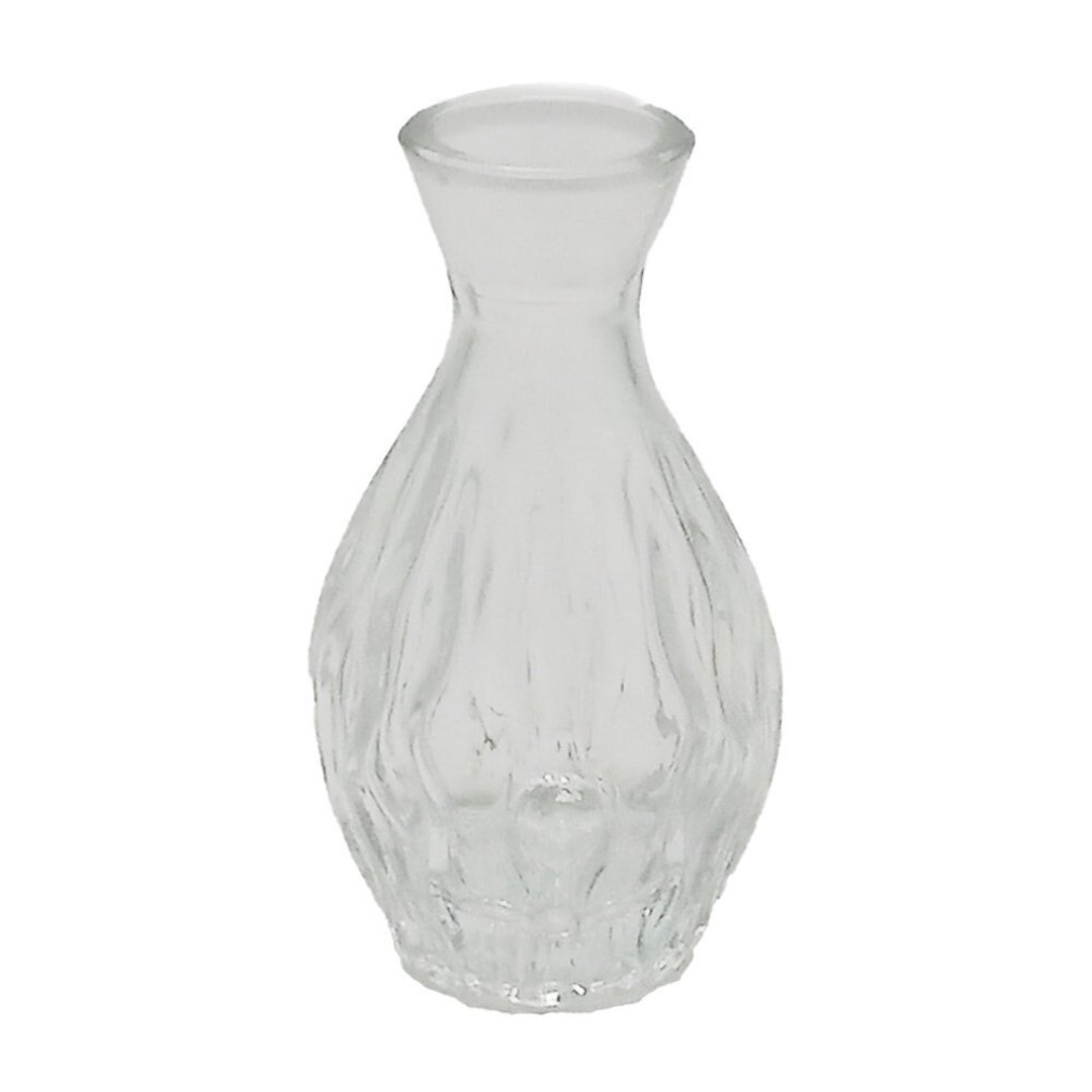 Mini Clear Wave Design Glass Collectible Round Bud Vase H = 4.5-inch ...