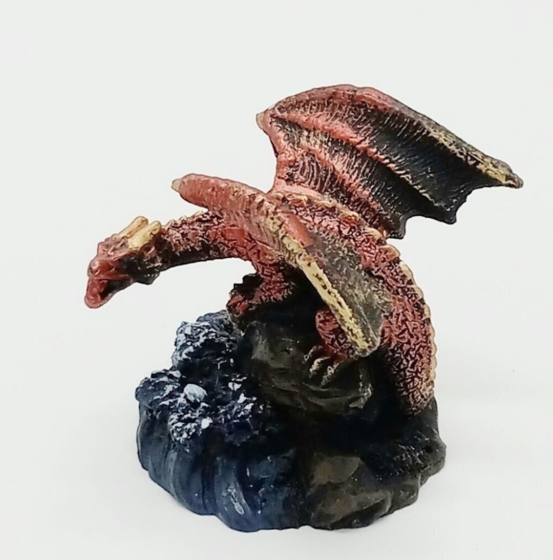 Medieval Red Mini Dragon Figurine Resting on Rock H 2.25 In - Etsy