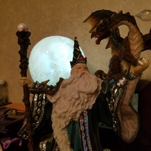 Wizard Magician Collectible Fantasy Figurine Statue With Dragon - Etsy