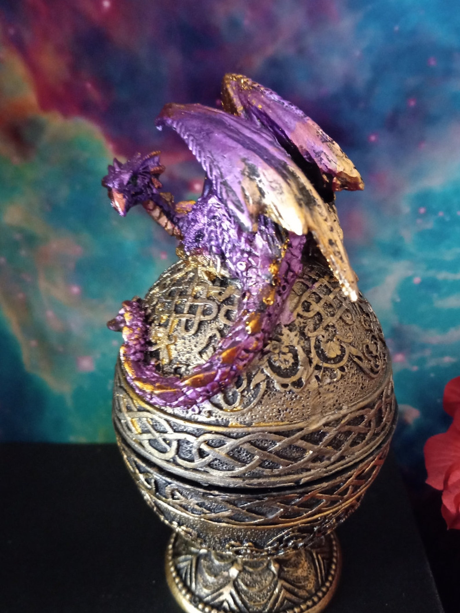 Purple Dragon Trinket Box Egg Shaped Jewelry Stash Box - Etsy