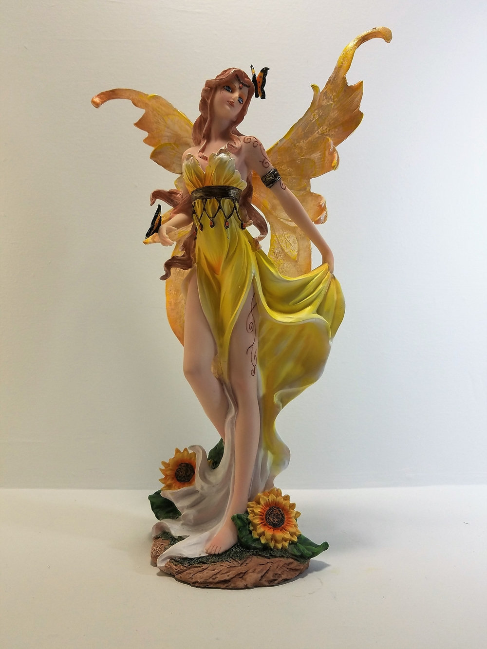 Sunflower Fairy Figurine With Magical Butterfly - Etsy