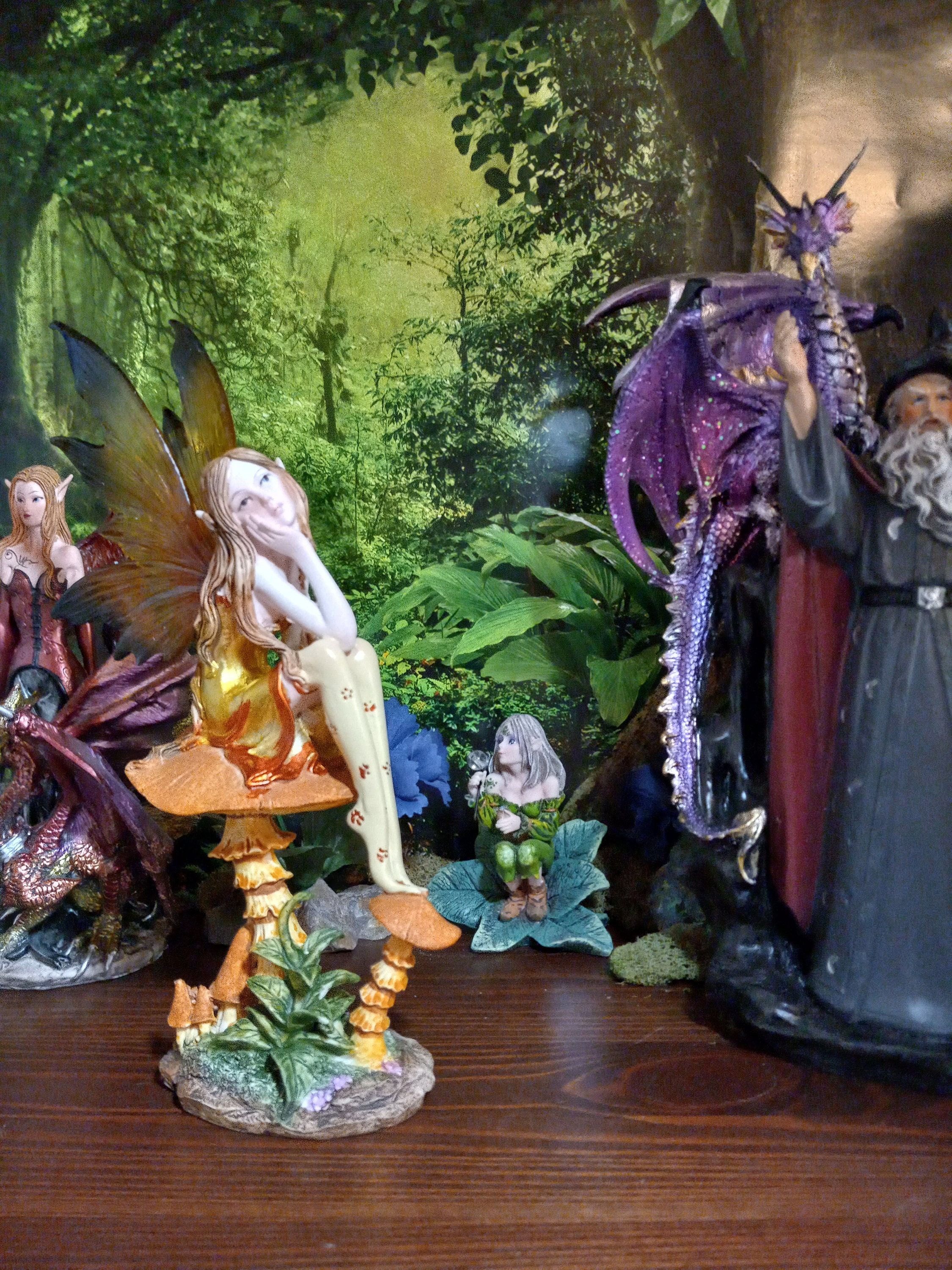 Yellow and Orange Winged Pixie Fairy Figure Sitting on a - Etsy