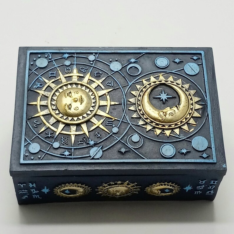Celestial Trinket Box Square Shaped Jewelry Stash Box Height = 2.25in ...