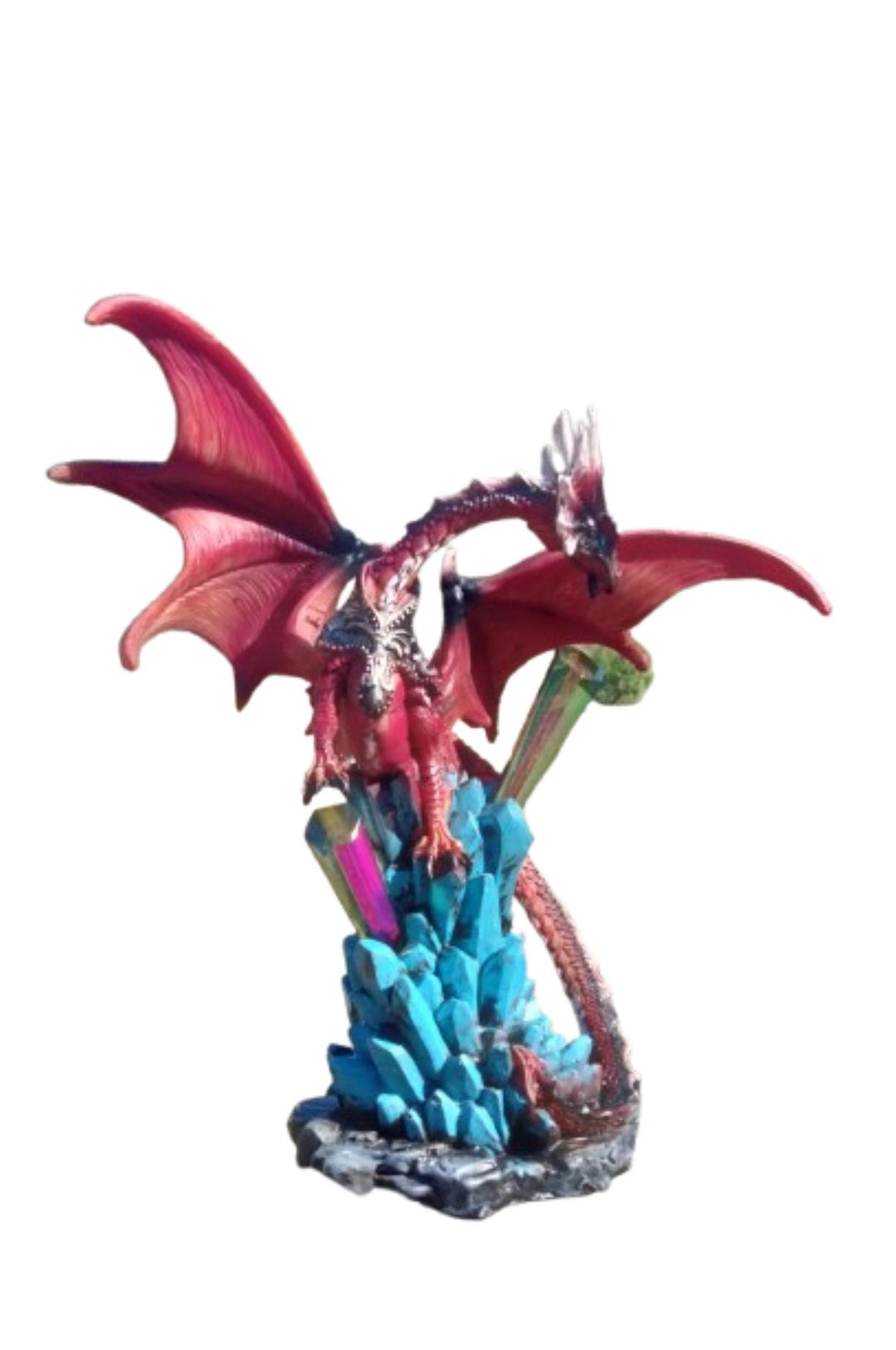 Red Winged Dragon Guardian With Magical Crystals Collectible Figuring H ...
