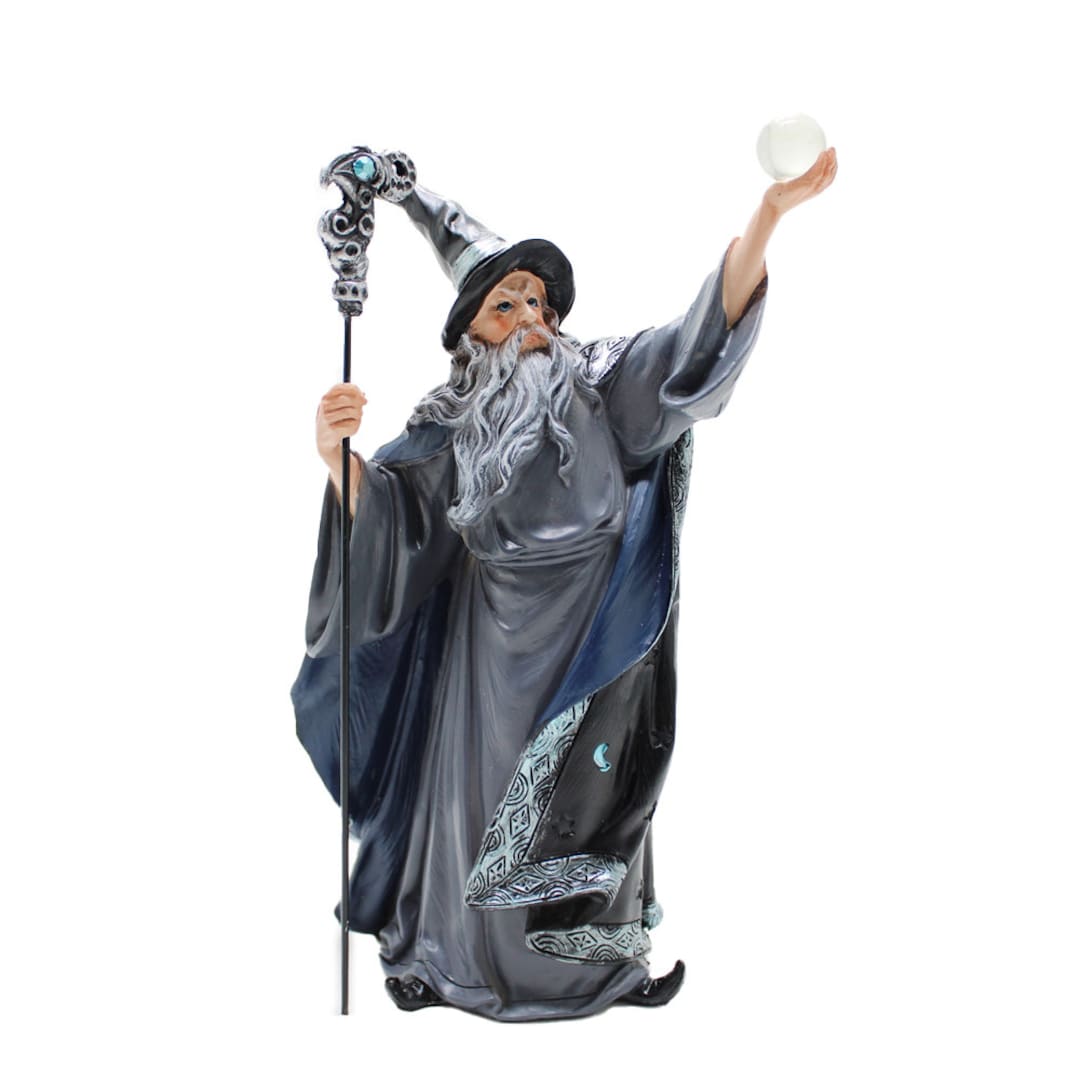 Wizard Magician Collectible Fantasy Figurine Statue With Crystal Ball ...