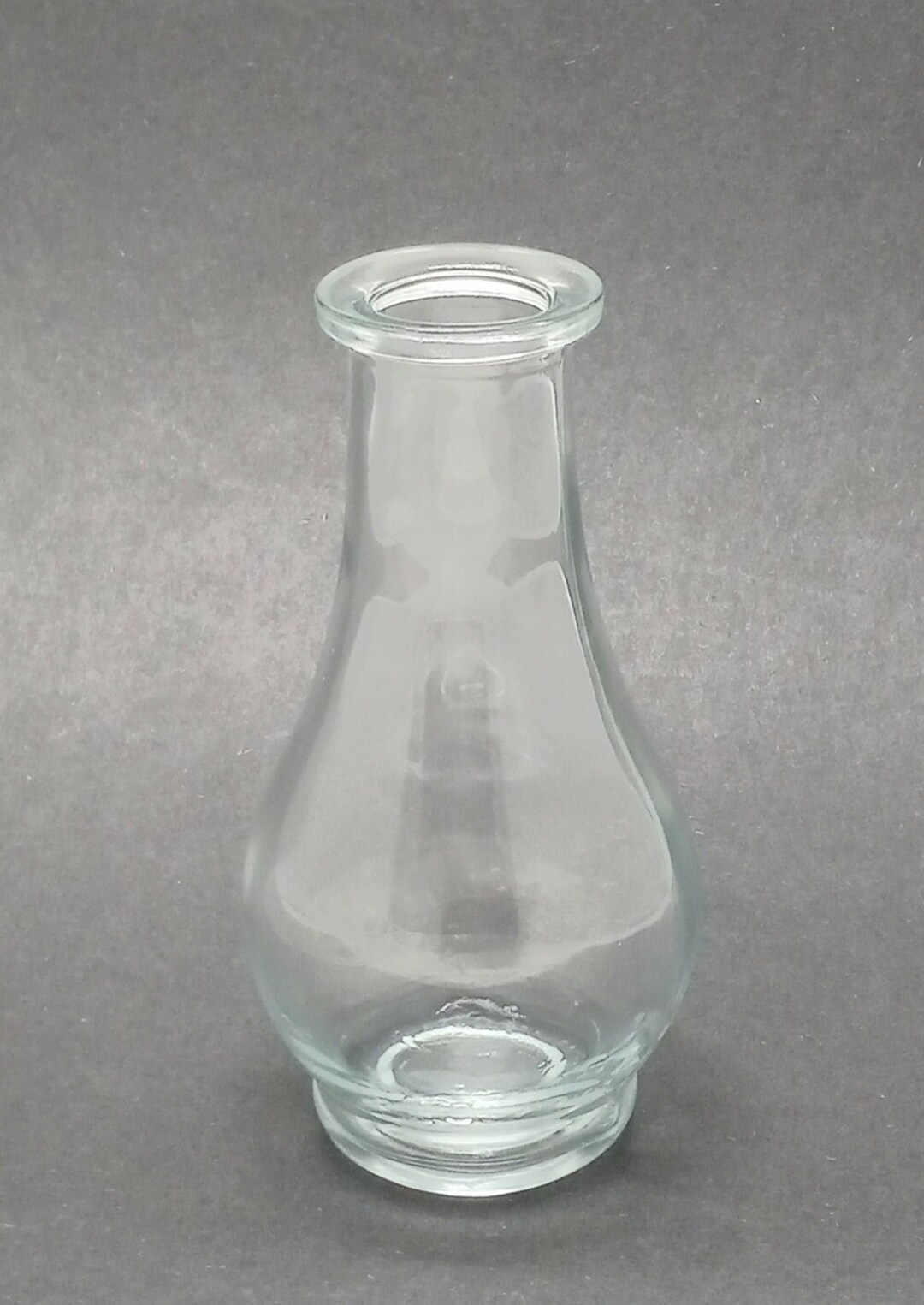 Small Clear Glass Round Design Collectible Bud Vase H = 6.25 Inches ...