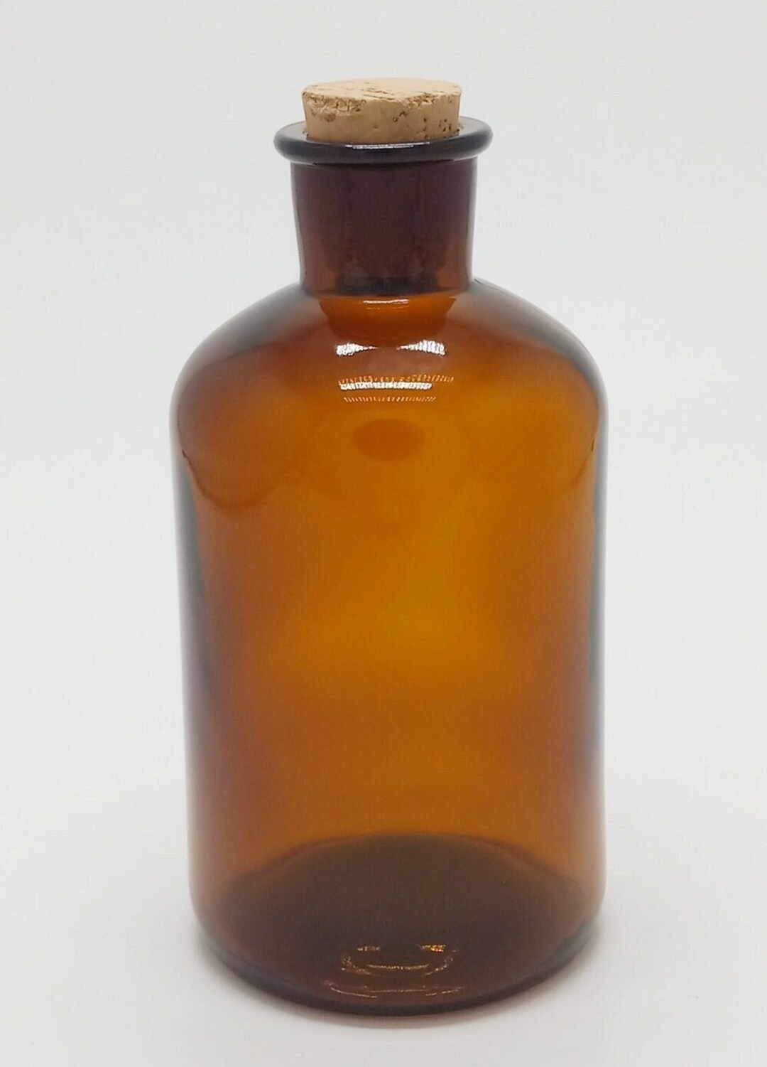 Amber Colored Round Glass Apothecary Style Medicine Bottle / Jar Height ...
