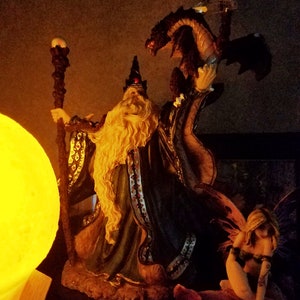 Wizard Magician Collectible Fantasy Figurine Statue With Dragon - Etsy