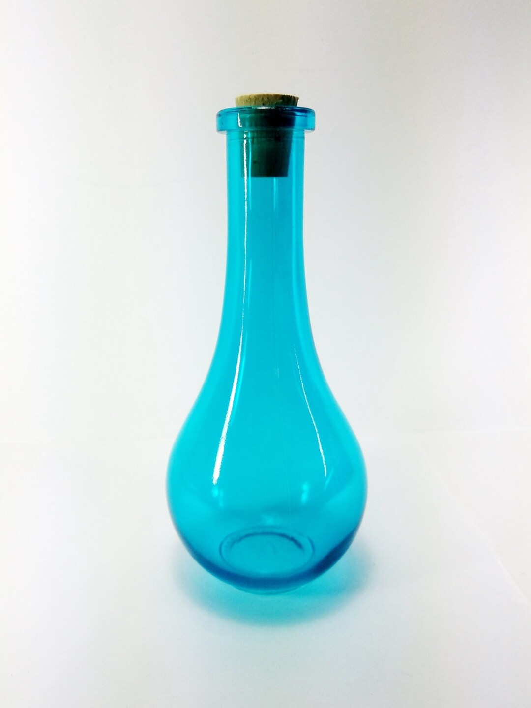 Teal Blue Colored Glass Drop Vase Vintage Style Collectible Bulb Bottom ...