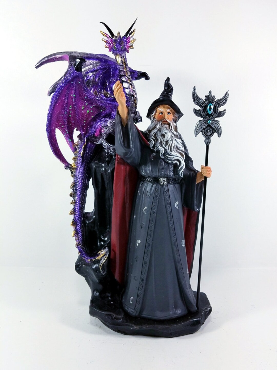 Wizard Magician Collectible Figurine Statue With Dragon - Etsy