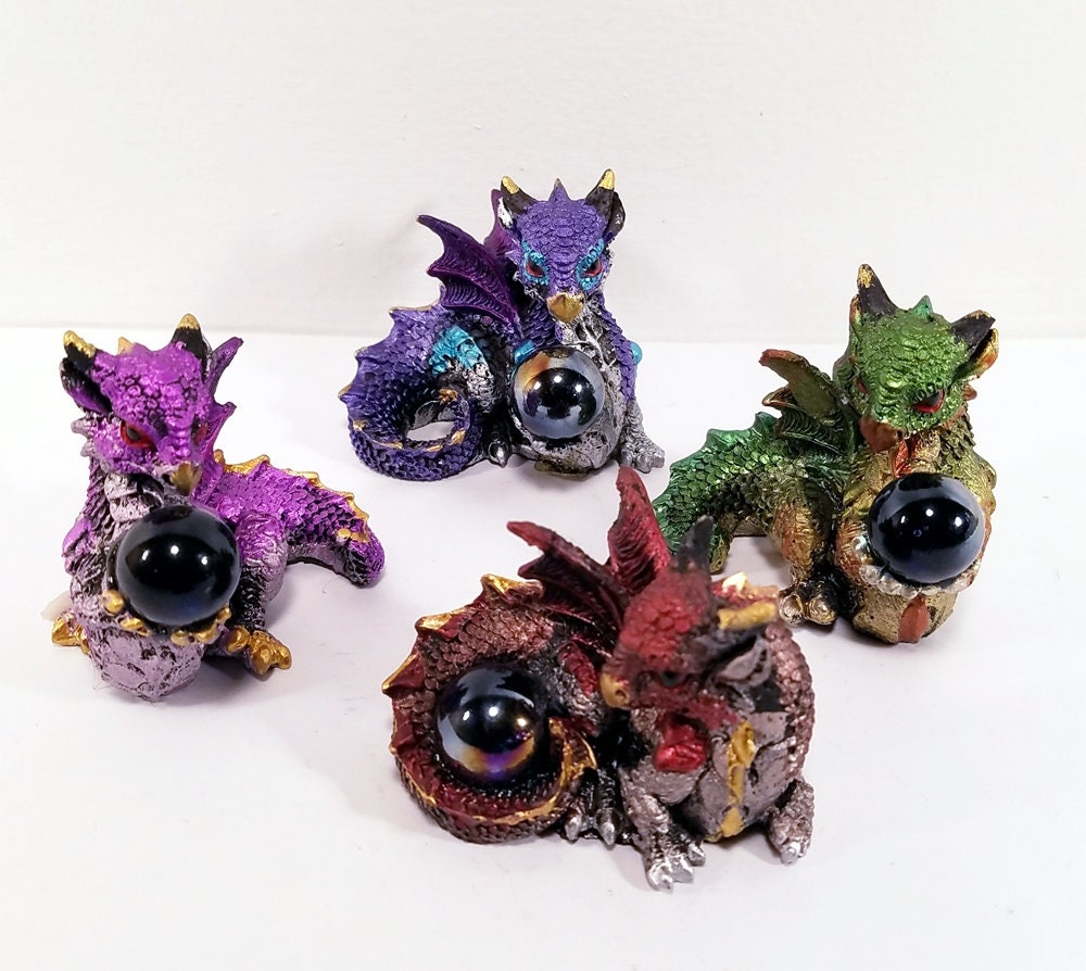 Medieval Multi Color Mini Dragon Figurine Set of 4 With - Etsy