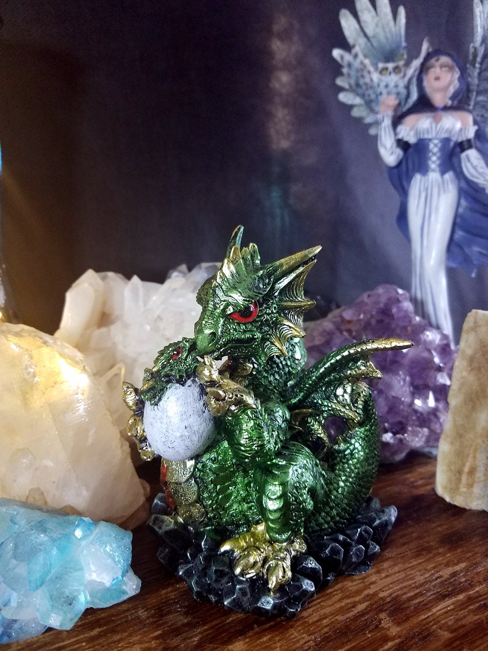 Green Dragon Mom and Baby Dragon Hatching From an Egg Collectible ...