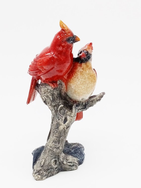 Two Red Cardinals Resting on a Branch Figurine Statue Height 8 - Etsy