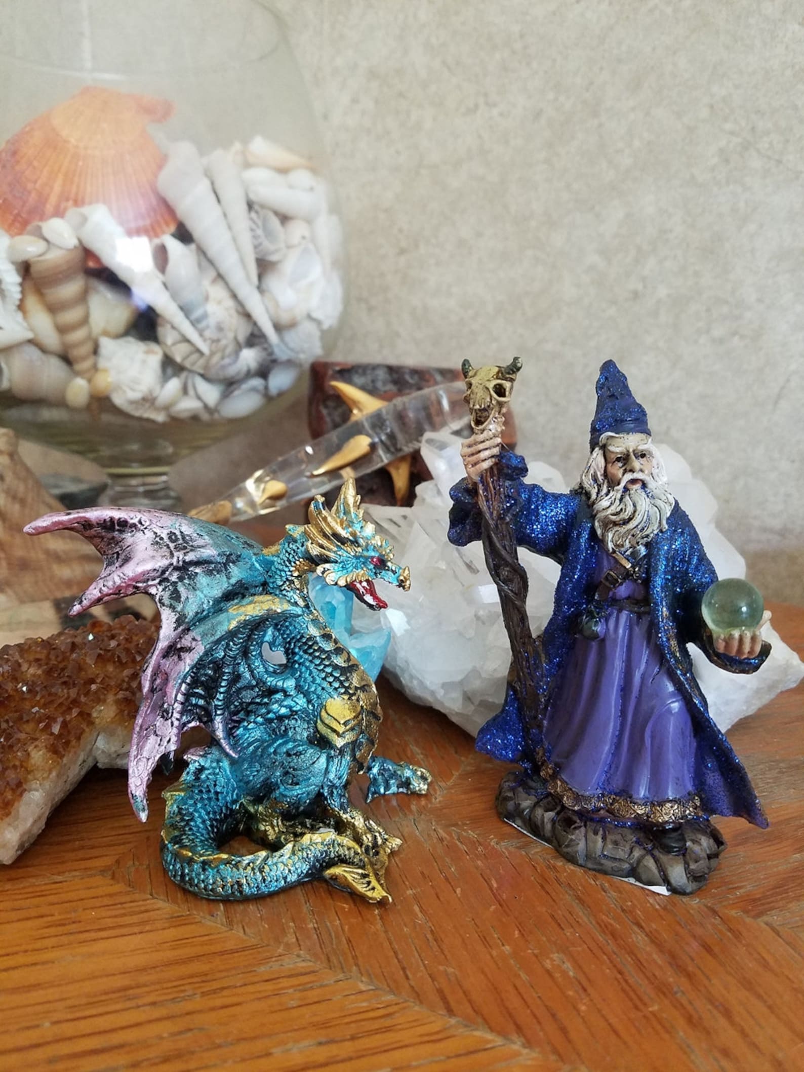 Wizard Dragon Trainer With Dragon Collectible Fantasy Figurine Mini ...