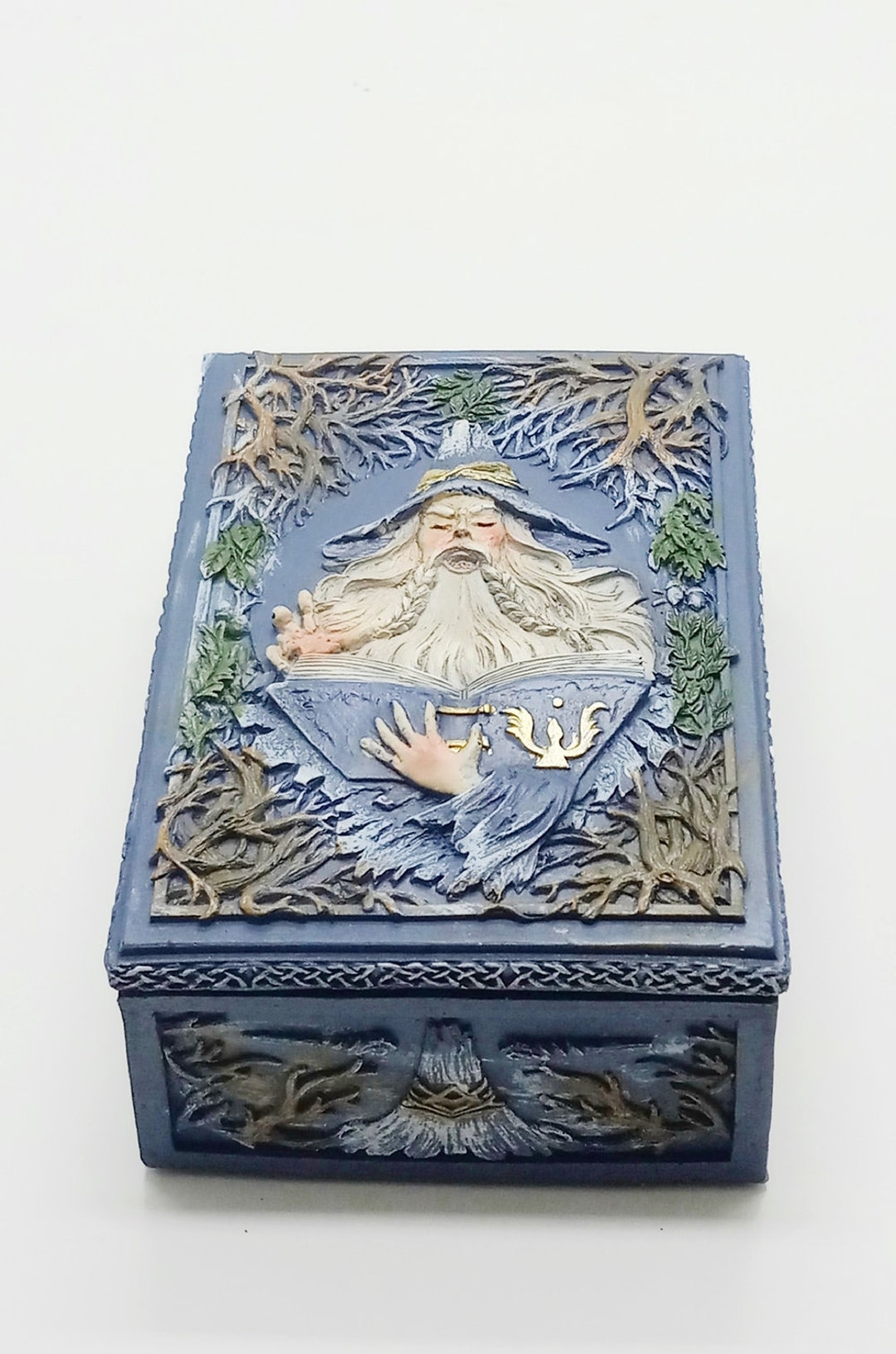 Powerful Wizard Trinket Box Square Shaped Jewelry Stash Box Height = 2 ...
