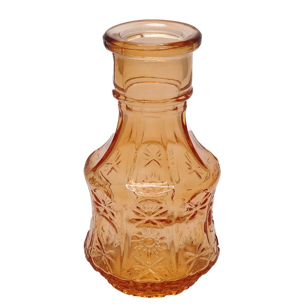 Small Orange Glass Collectible Round Bud Vase H = 5.5 Inches Vintage ...