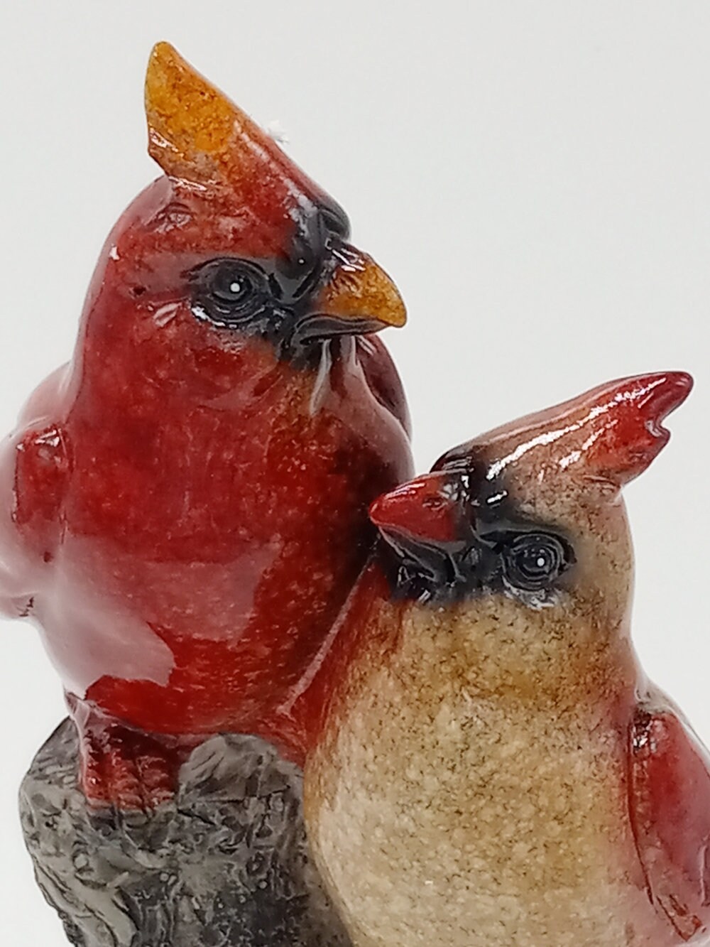 Two Red Cardinals Resting on a Branch Figurine Statue Height 8 Inches ...