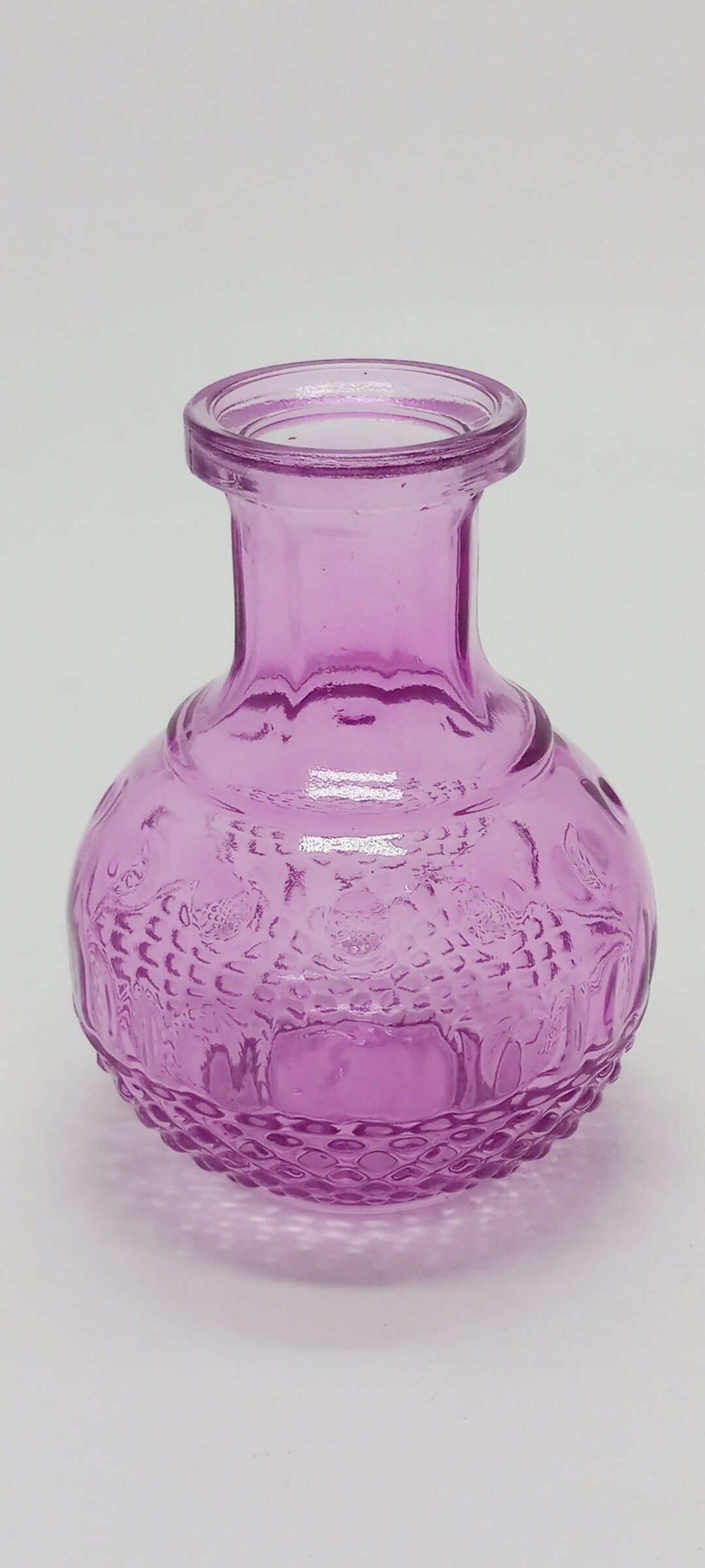 Small Transparent Purple Colored Glass Bulb Bottom Bud Vase H = 4.5 ...