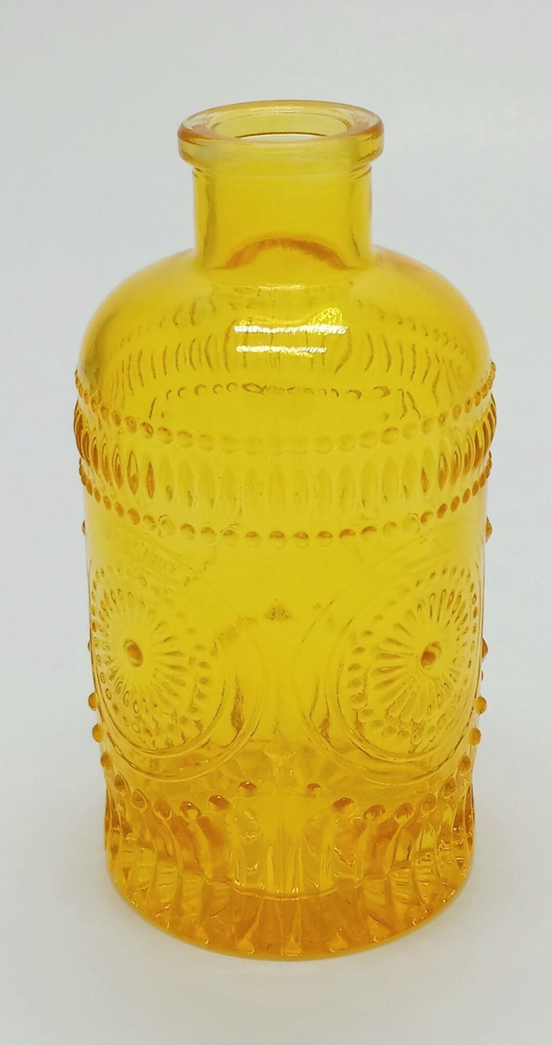 Yellow Colored Glass Round Vintage Style Apothecary Jar / Vase With ...