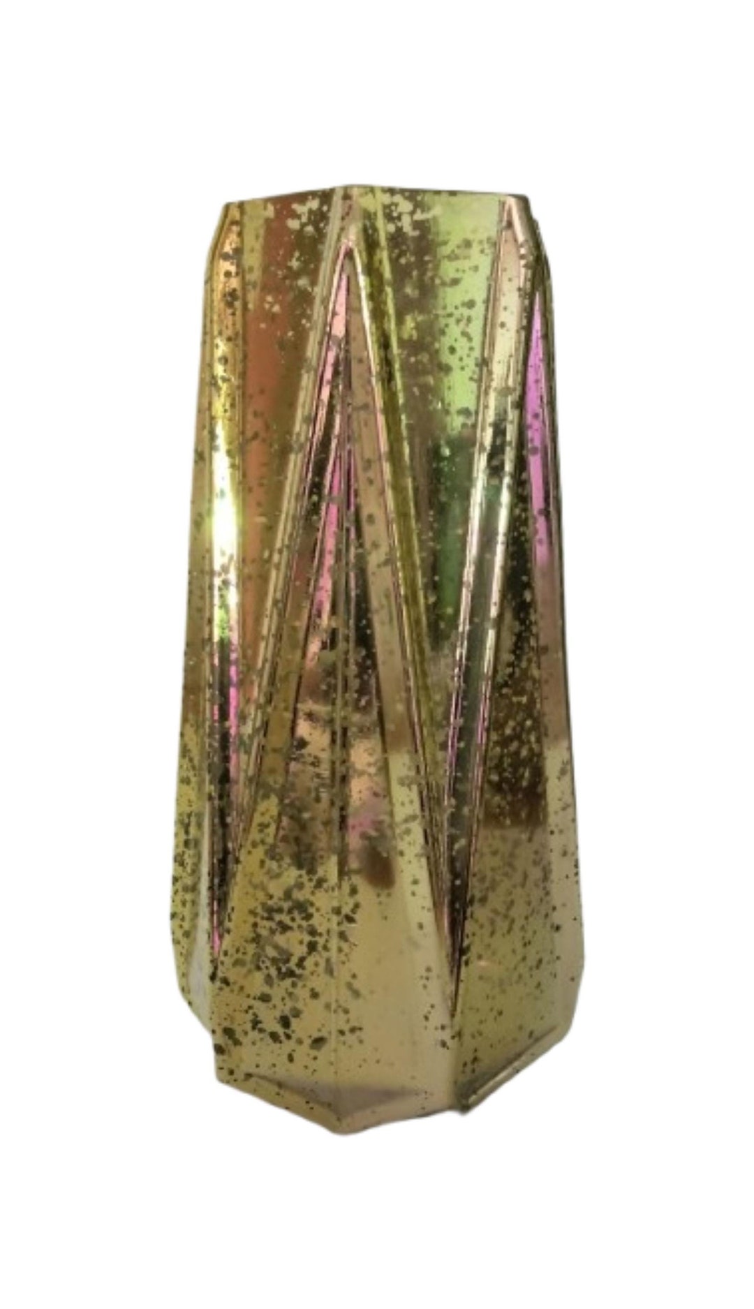Gold Mercury Glass Vase Geometric Flower Vase Centerpieces / H = 8in - Etsy