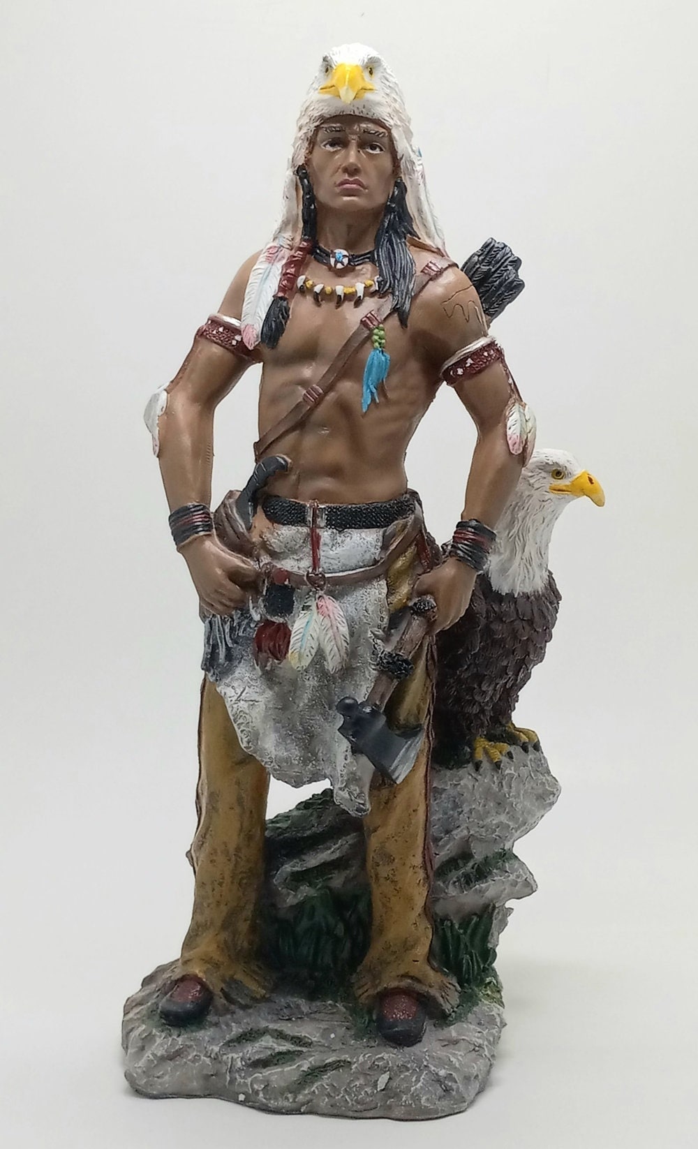 Native American Warrior in Canoe Statue | Native Americans Decor ...