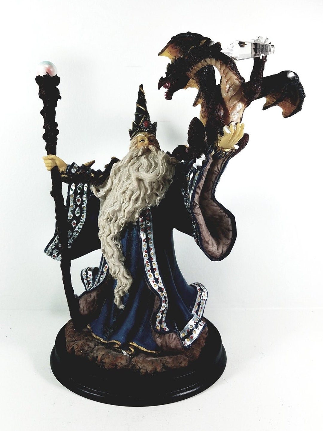 Wizard Magician Collectible Fantasy Figurine Statue With Dragon - Etsy