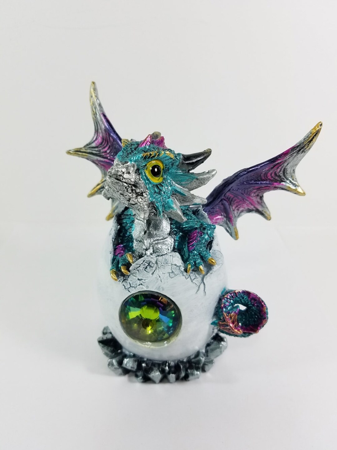 Blue and Purple Baby Dragon Hatching From an Egg Collectible Figurine ...