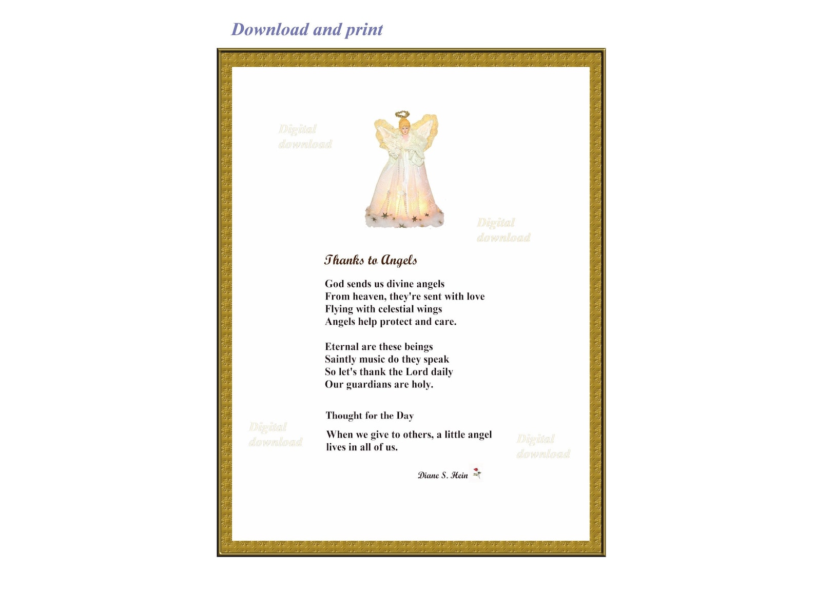 Printable Angel Poem, Printable Poetry, Inspirational Poem, Religious ...