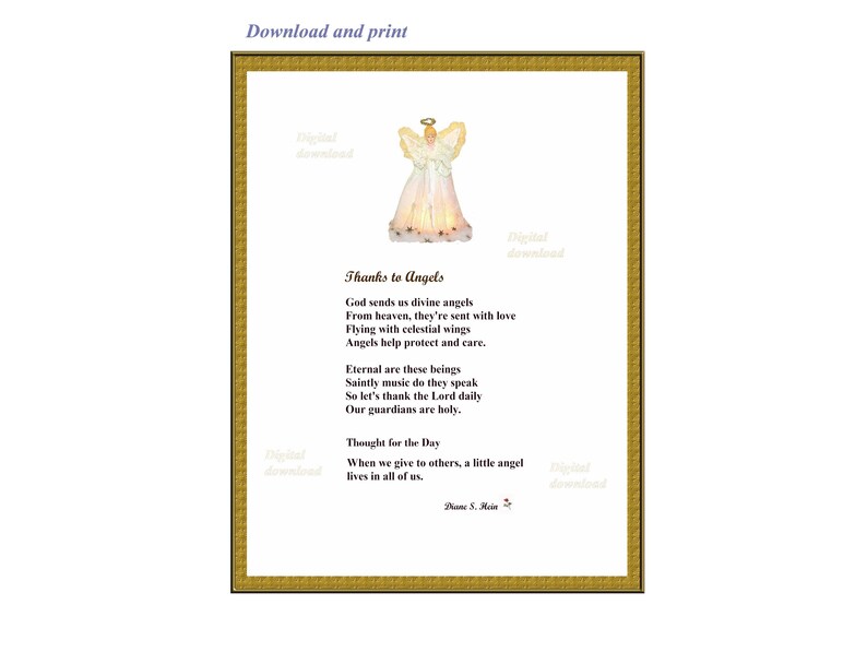 Printable Angel Poem, Printable Poetry, Inspirational Poem, Religious ...