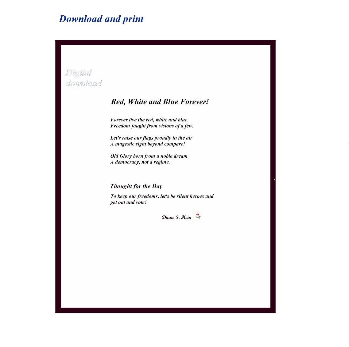 Printable Patriotic Poem, Printable Military Poetry, Inspirational Poem ...