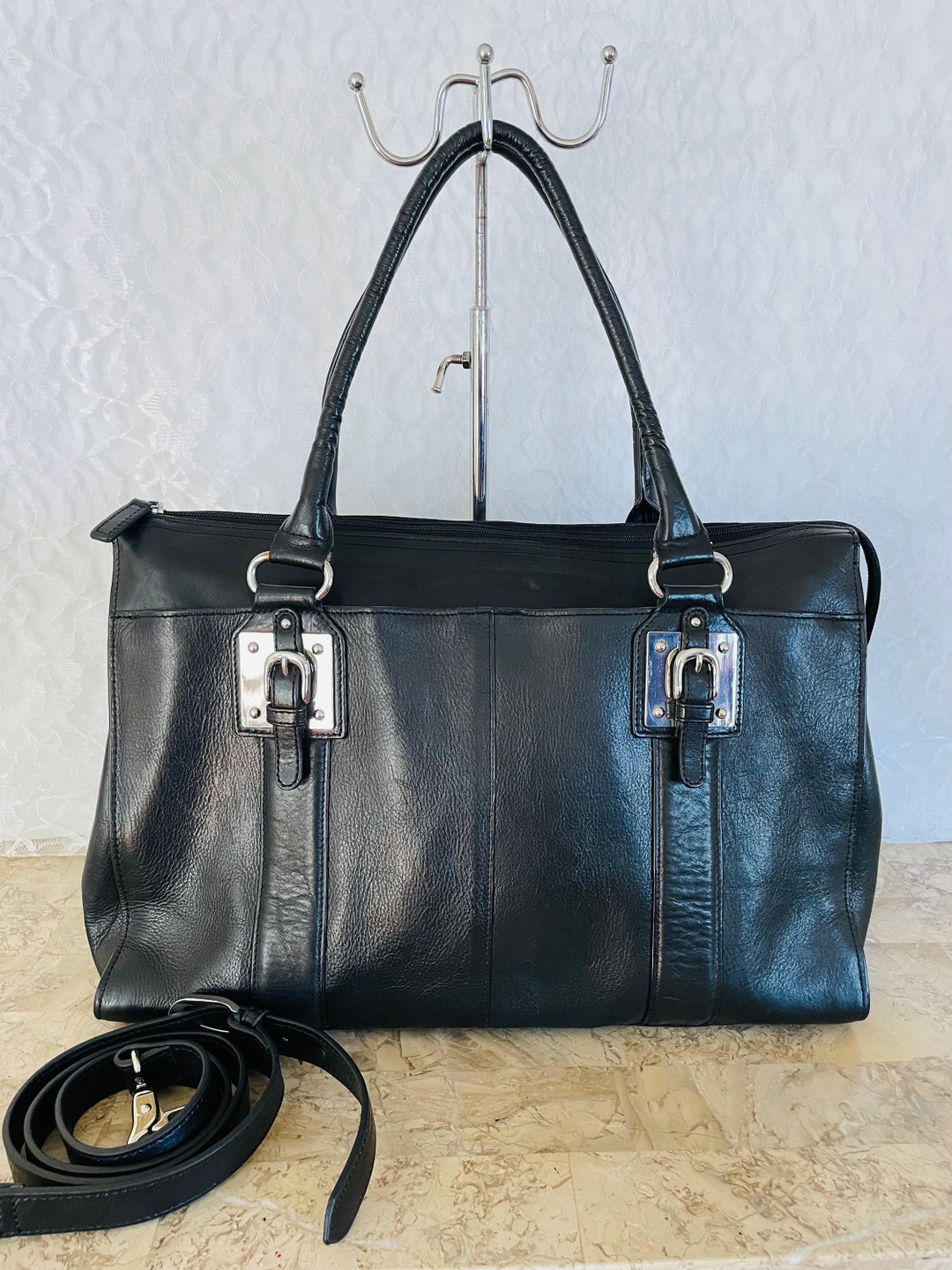 Wilson Black Leather Briefcase/laptop Case Bag - Etsy