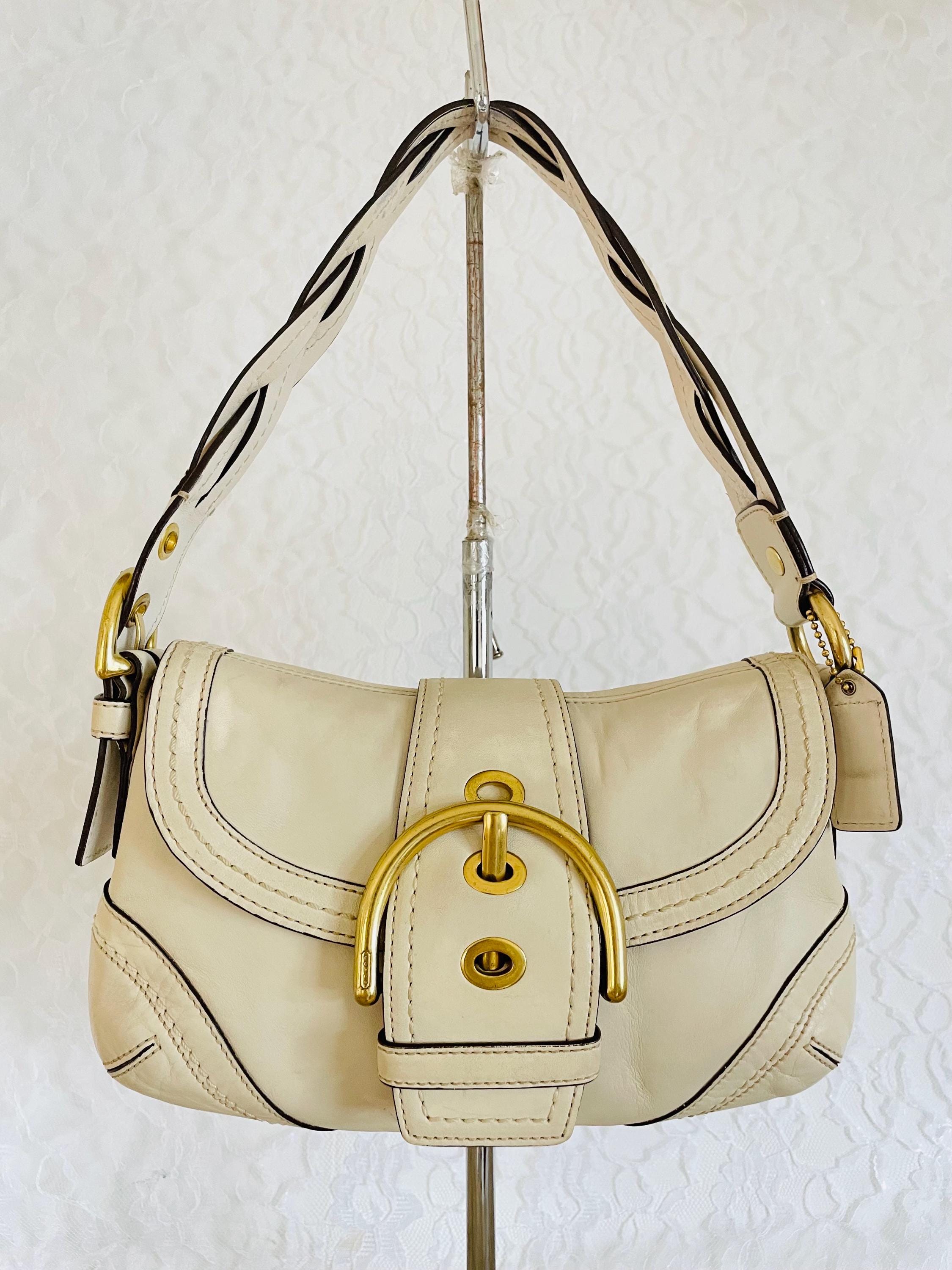 Vintage Y2K Ivory Coach Soho Flap Leather Braided Shoulder Vintage Y2K Ivory Coach Soho Flap Leather Braided Shoulder