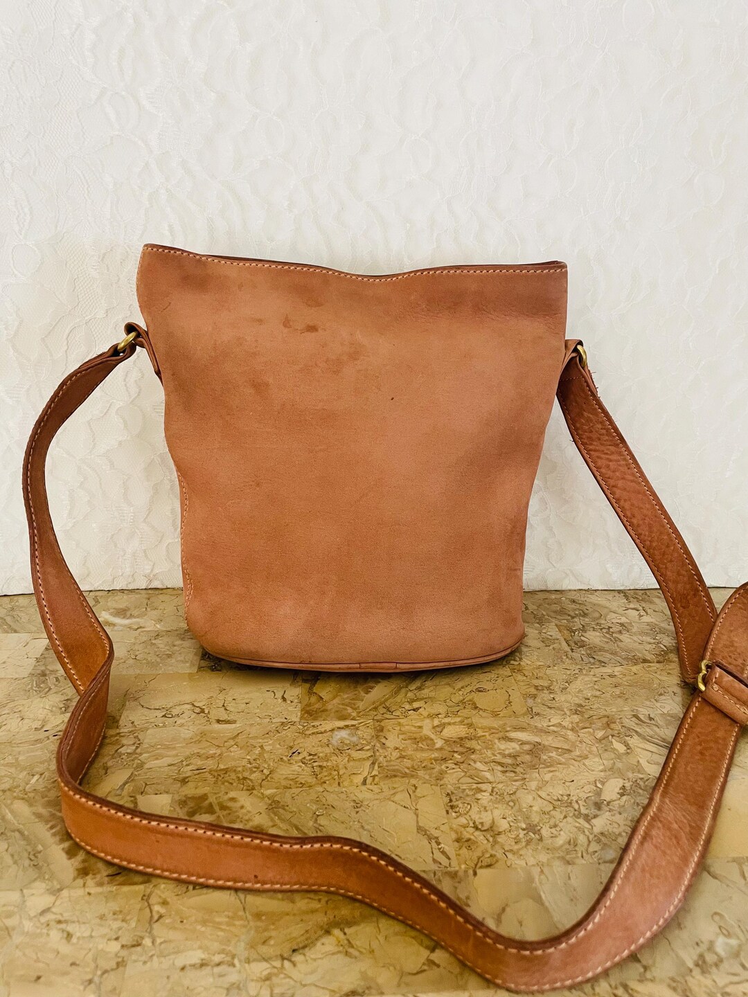 Coach Vintage Sonoma Nubuck Mauve Slim Duffle Leather Purse Bucket ...