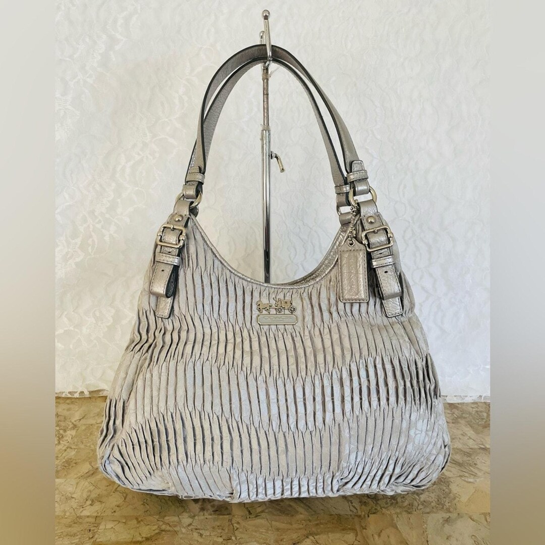 Coach Madison Signature Silver Pleated Shoulder Bag 18886 - Etsy