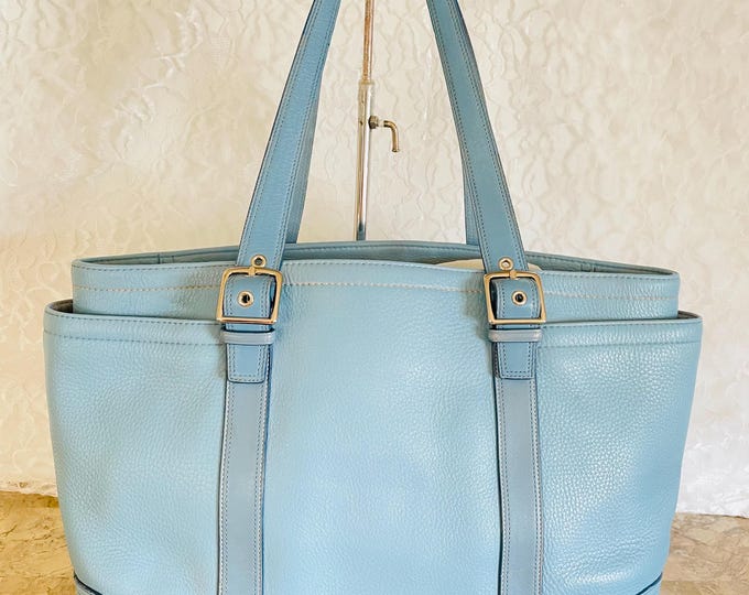Lot Vtg Large Light Blue Coach Pebble Leather Shoulder Bag Tote - Etsy