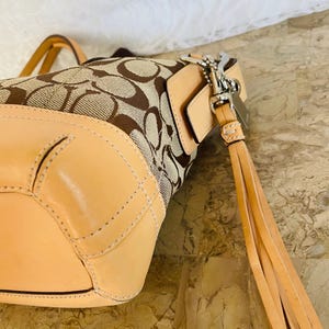 Vtg COACH Signature Canvas Tan Fabric Convertible Shoulder Bag 9363 - Etsy