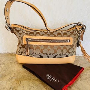 Vtg COACH Signature Canvas Tan Fabric Convertible Shoulder Bag 9363 - Etsy