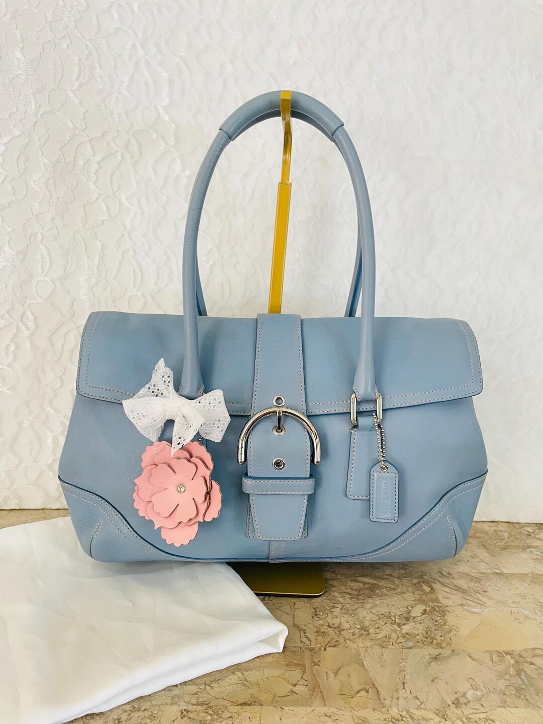 Coach SOHO Light Blue Leather Shoulder Bag Handbag 9569 - Etsy