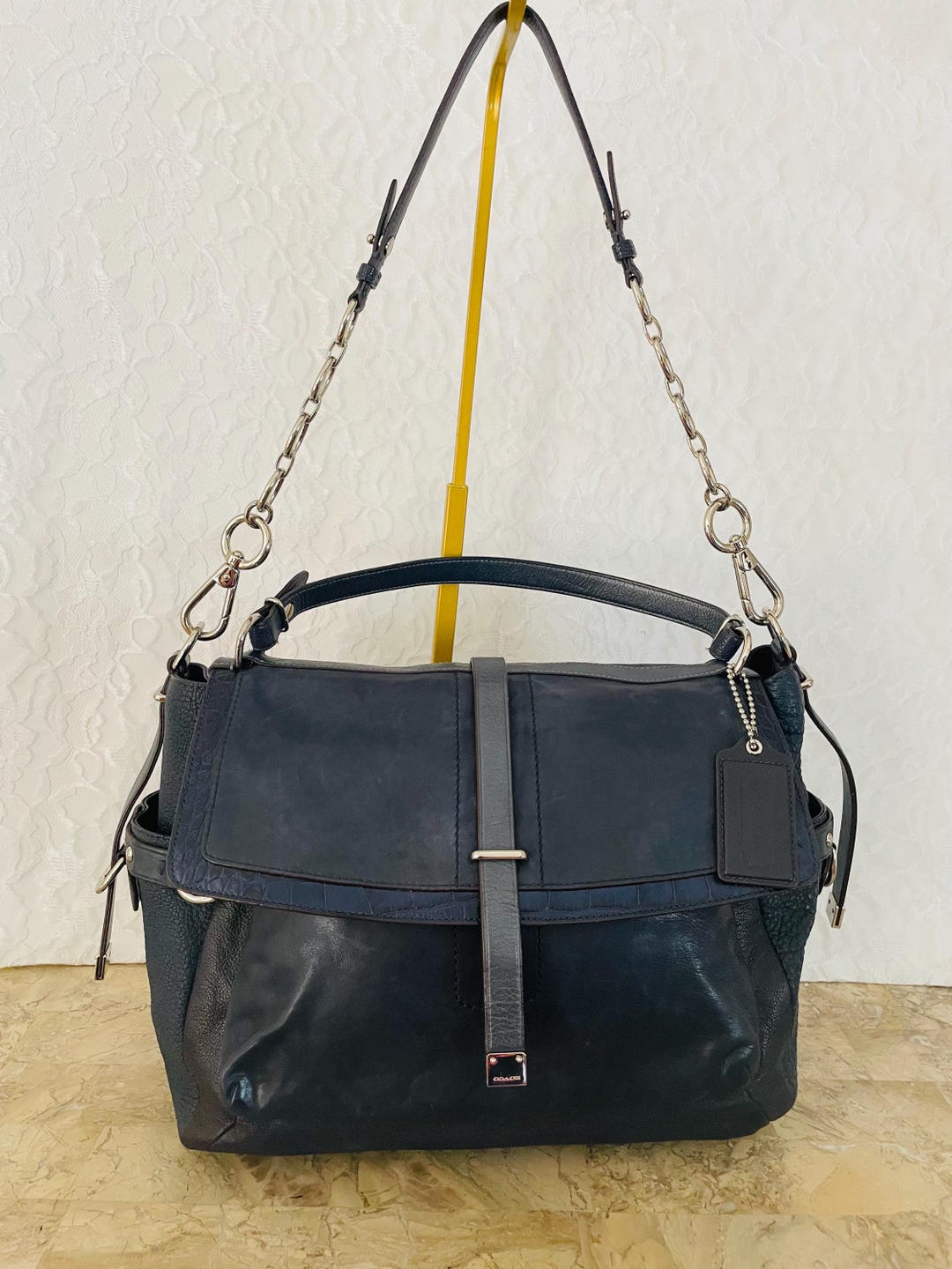 Coach Pinnacle Eva Lake Leather Chained Shoulder Bag/satchel - Etsy