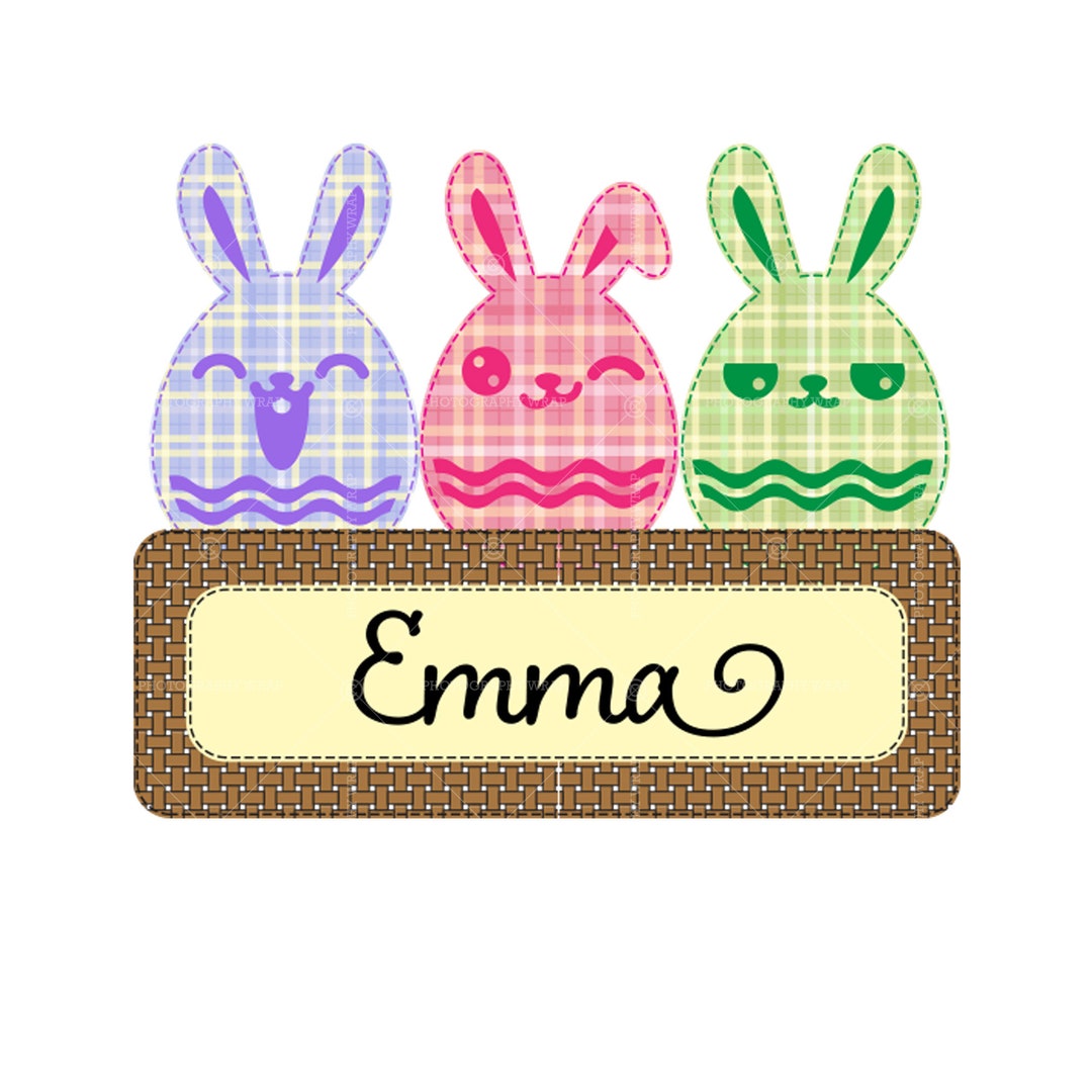 Easter Bunnies Trio PNG File in Faux Applique, Easter Sublimation ...