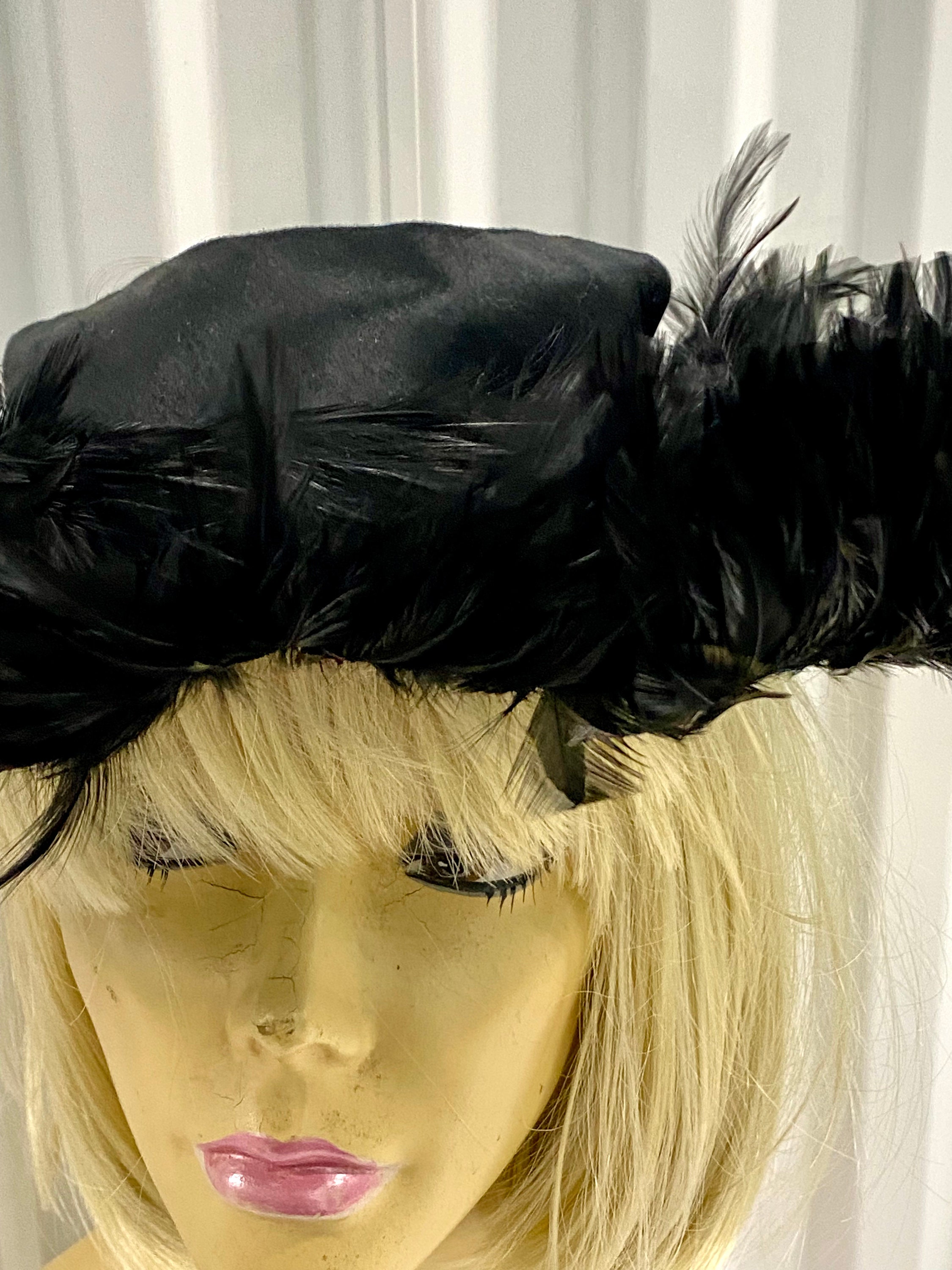 Vintage Bon Rey Black Ostrich Feather Hat - Etsy