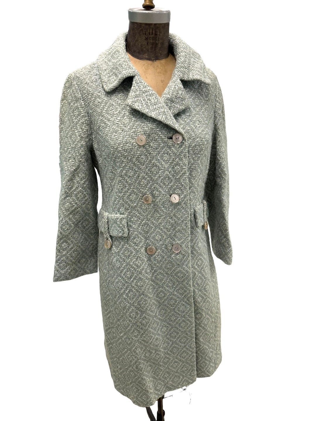 Stylish Vintage 1970s Acrylic Wool Coat W/ Retro Diamond Pattern Small ...